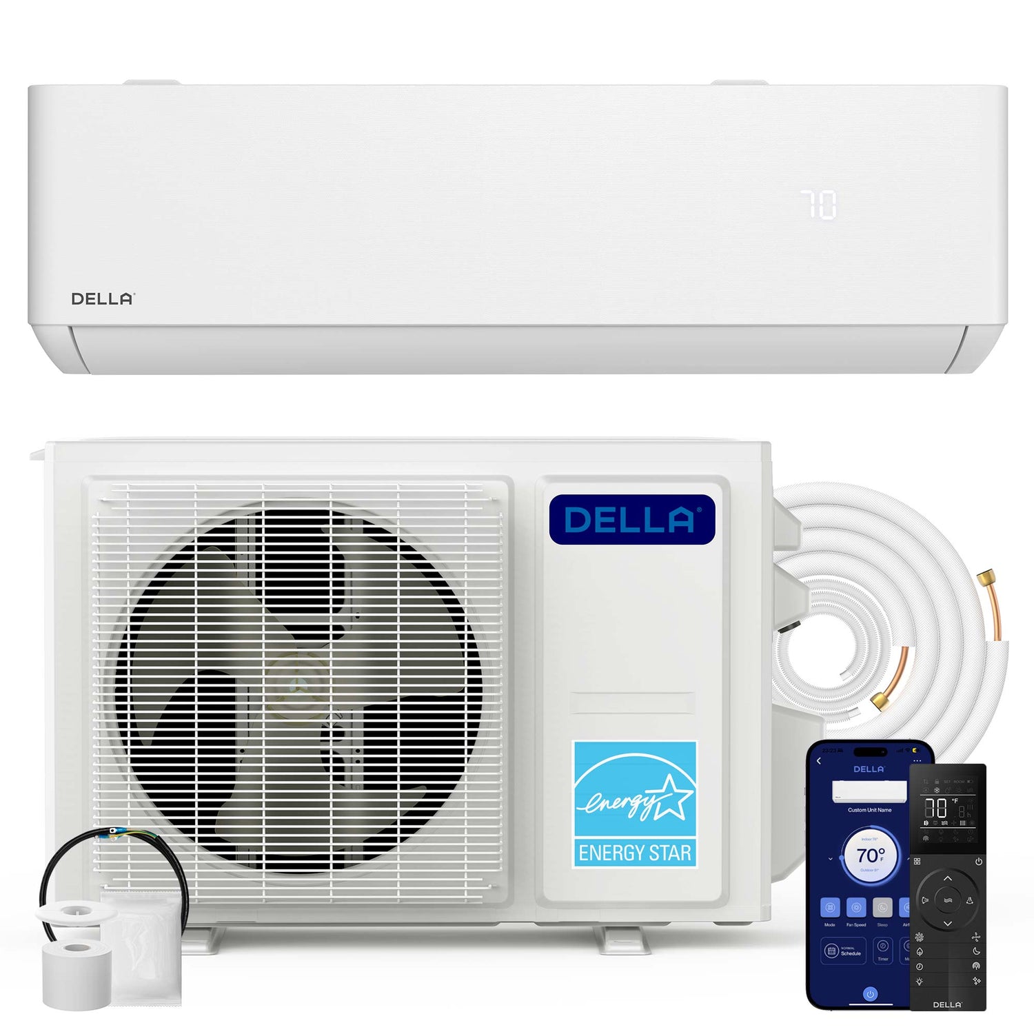 Della 12000 BTU mini split AC: SEER2 25, for 550 Sq.Ft.