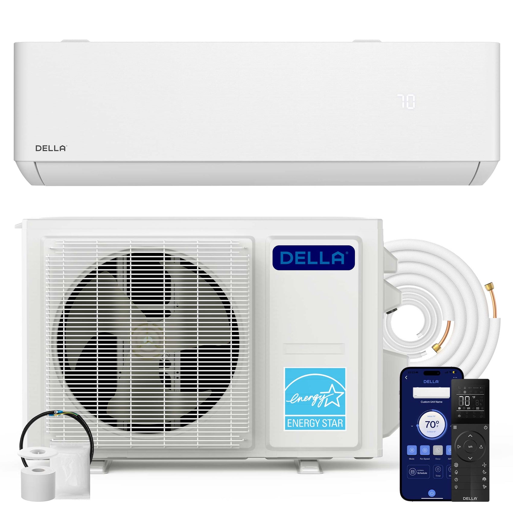 Della 12000 BTU mini split AC: SEER2 25, for 550 Sq.Ft.